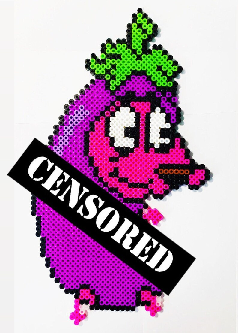 Courage the Cowardly Dog Cartoon Network Eggplant Perler Bead Wall ...