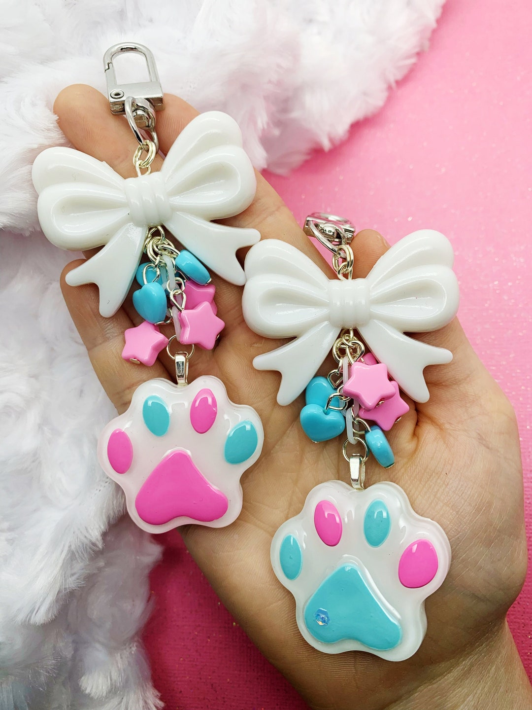 Kawaii Cotton Candy Toe Bean Paw Print Charm - Etsy