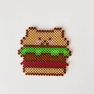 Bear Burger Perler Bead Wall Hanging Sprite Keychain Kawaii - Etsy