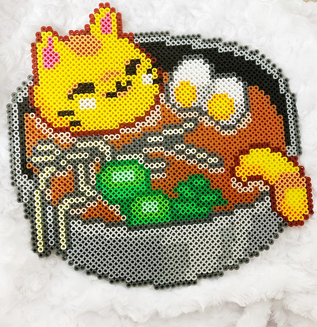 Ramen Kitty Perler Bead Wall Hanging Sprite - Etsy