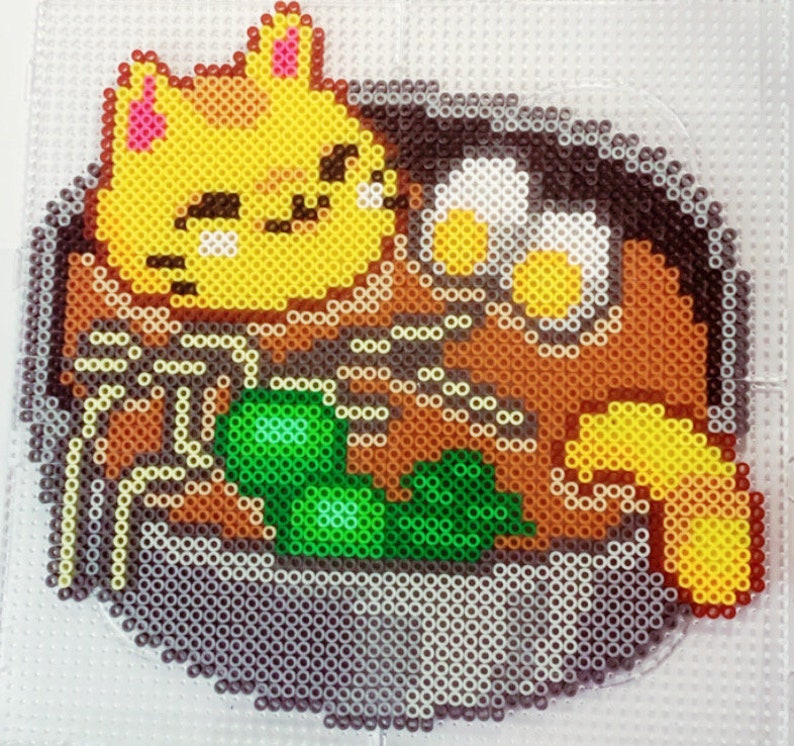 Ramen Kitty Perler Bead Wall Hanging Sprite - Etsy