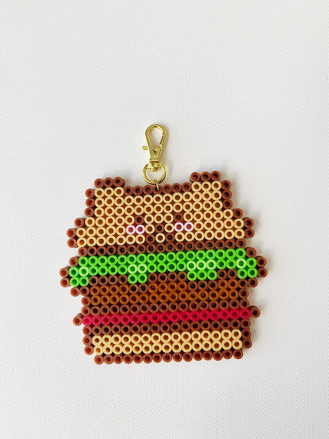 Bear Burger Perler Bead Wall Hanging Sprite Keychain Kawaii - Etsy
