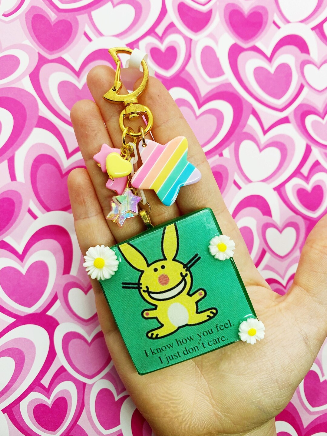 Y2k Happy Bunny Emo Sassy Charm Keychain - Etsy