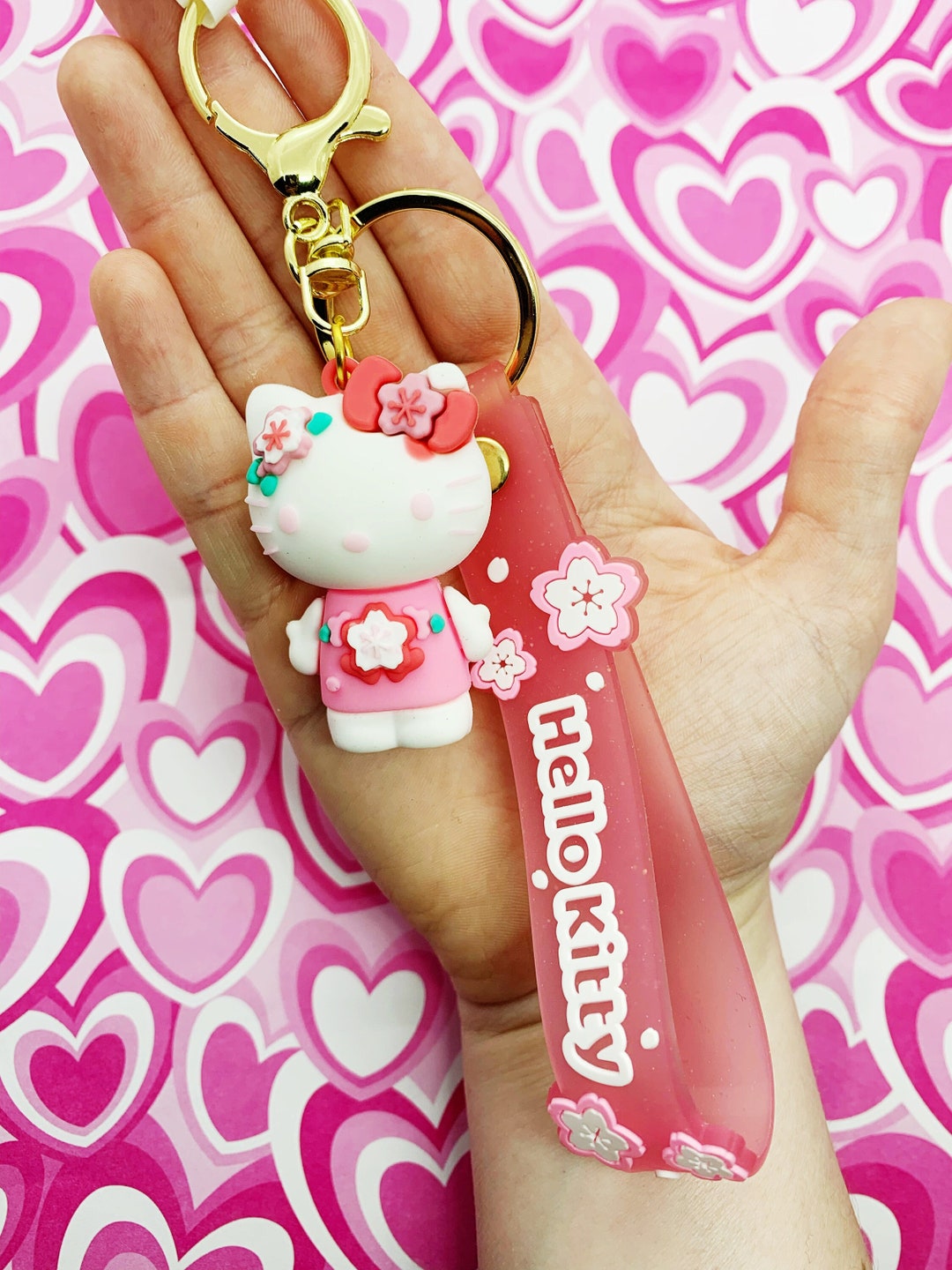 Sakura/cherry Blossom Hello Kitty Charm Keychain Kawaii - Etsy