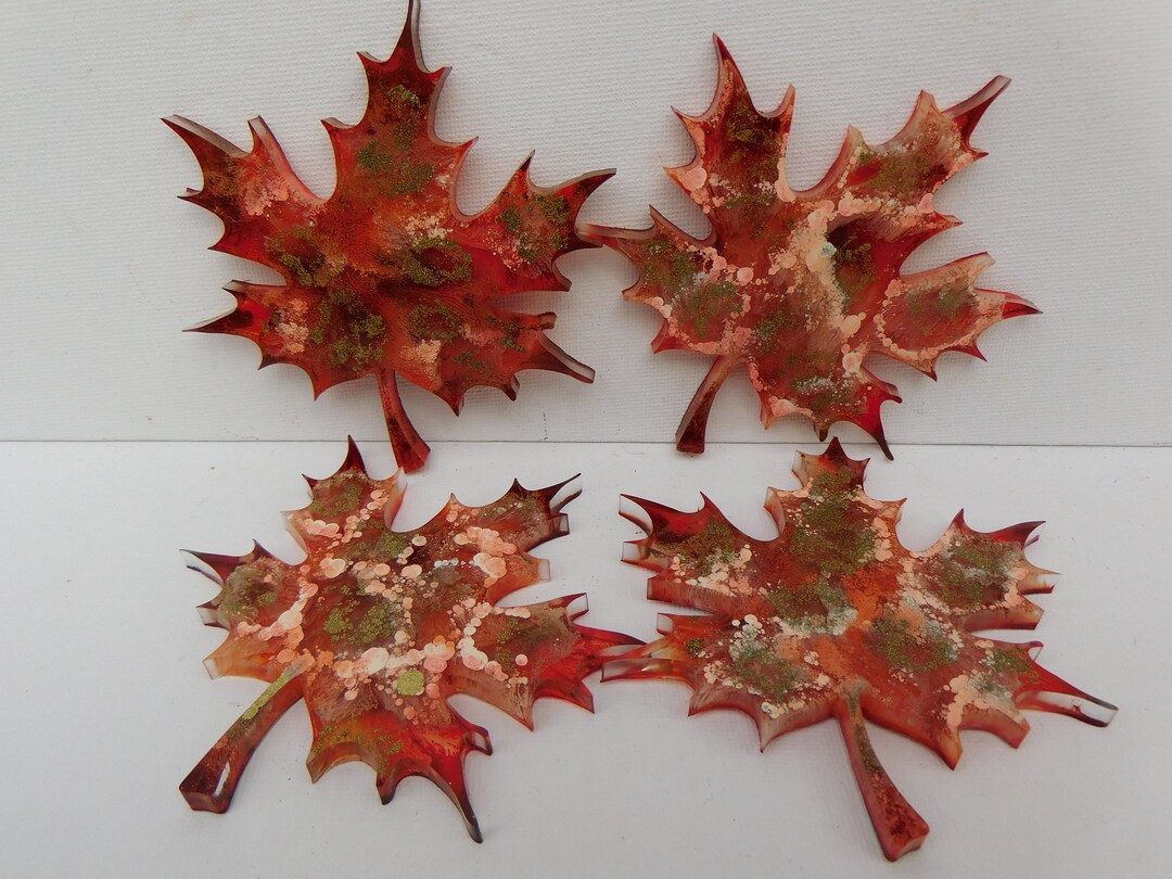 Set of 4 Maple Leaf Coasters. Leaf Resin Coaster Set, New Home Gift ...