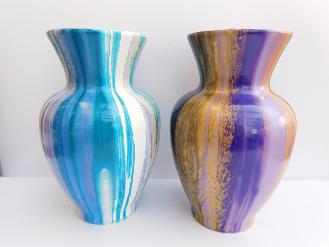 Colour Variety Ceramic Medium Vase. Hand Painted Modern Art Round Vase ...