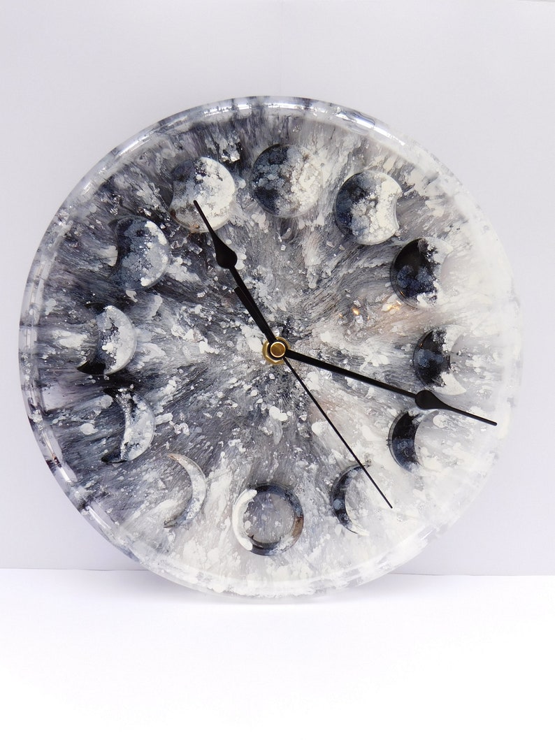Moon Phase Original Wall Clock, 24.5cm, Resin Wall Clock, Silent Clock ...