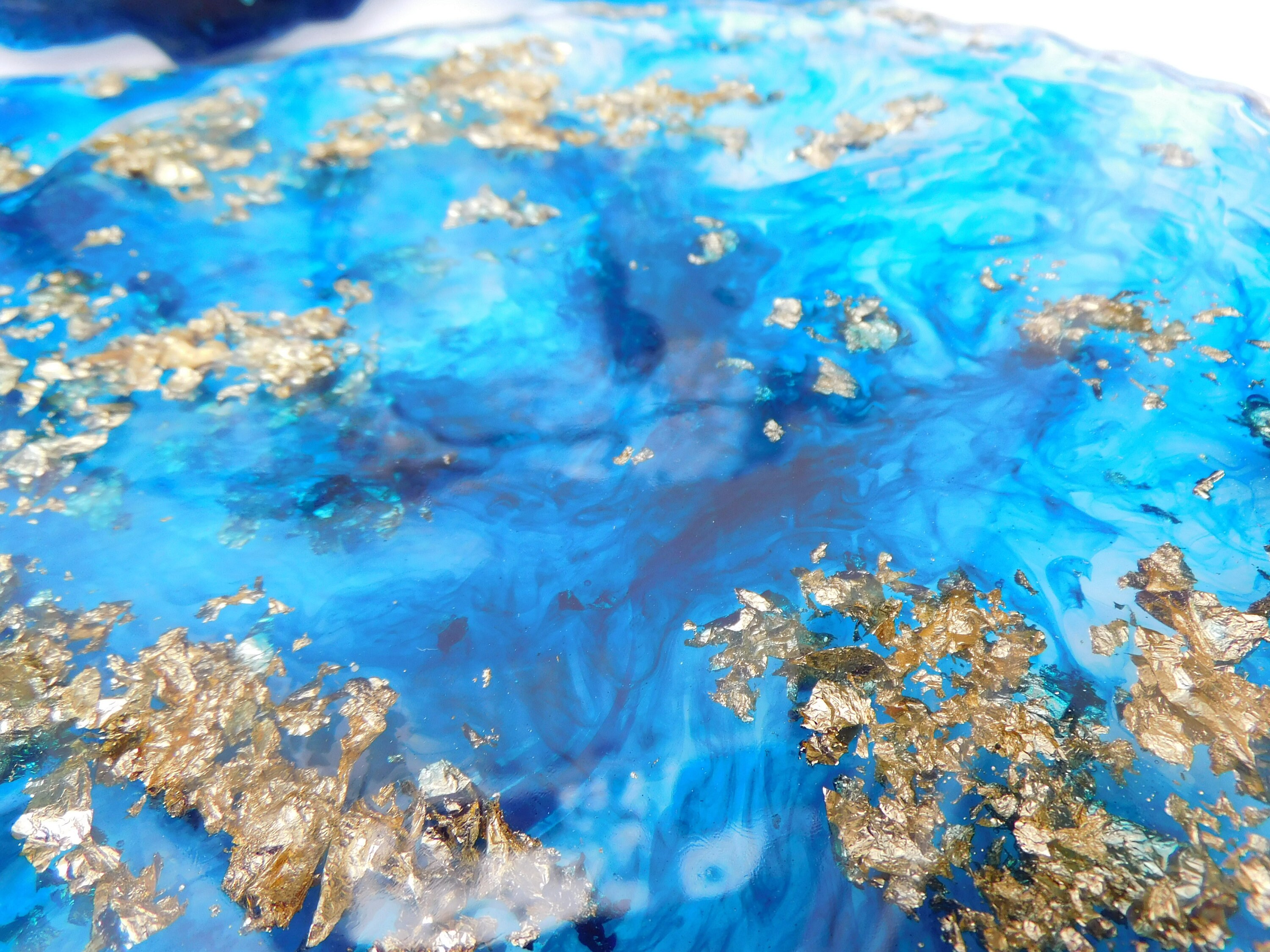Handmade Blue & Clear Resin Art Place Mats With Gold Leaf | Etsy UK