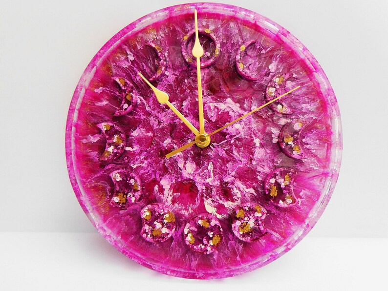 Moon Phase Original Wall Clock, 24.5cm, Resin Wall Clock, Silent Clock ...