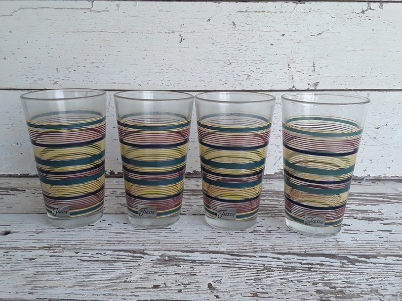 Fiesta Stripes /striped Beverage Tumble Glasses Lot of 4 - Etsy