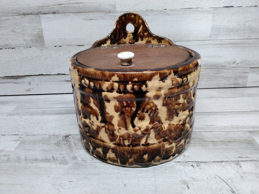 Vintage Salt Crock / Farmhouse Kitchen / Salt Crock Pottery ...