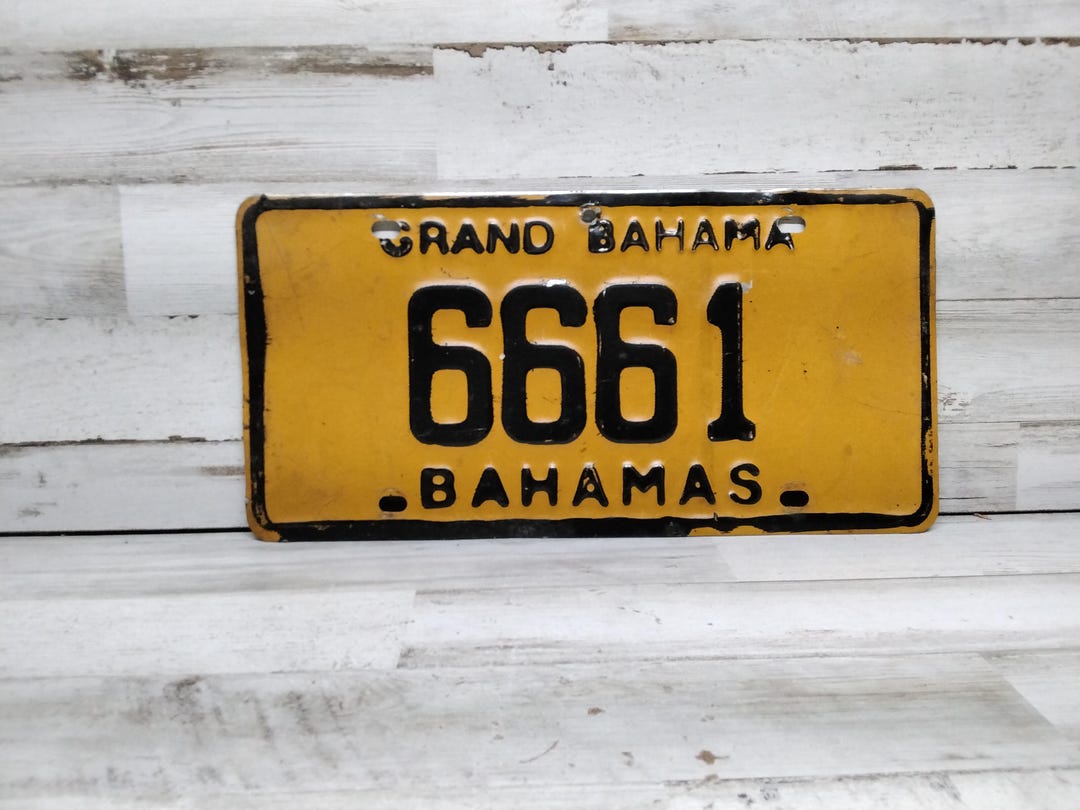 Vintage Grand Bahamas 6661 License Plate / 6661 License Plates / Black ...