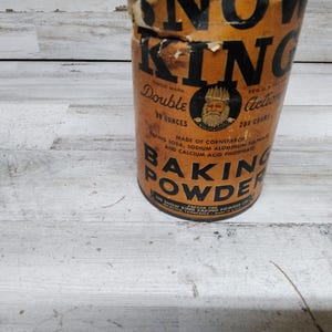 Vintage Snow King Double Action Baking Powder Advertising Tin 10oz ...