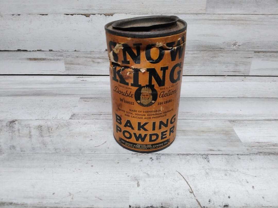 Vintage Snow King Double Action Baking Powder Advertising Tin 10oz ...
