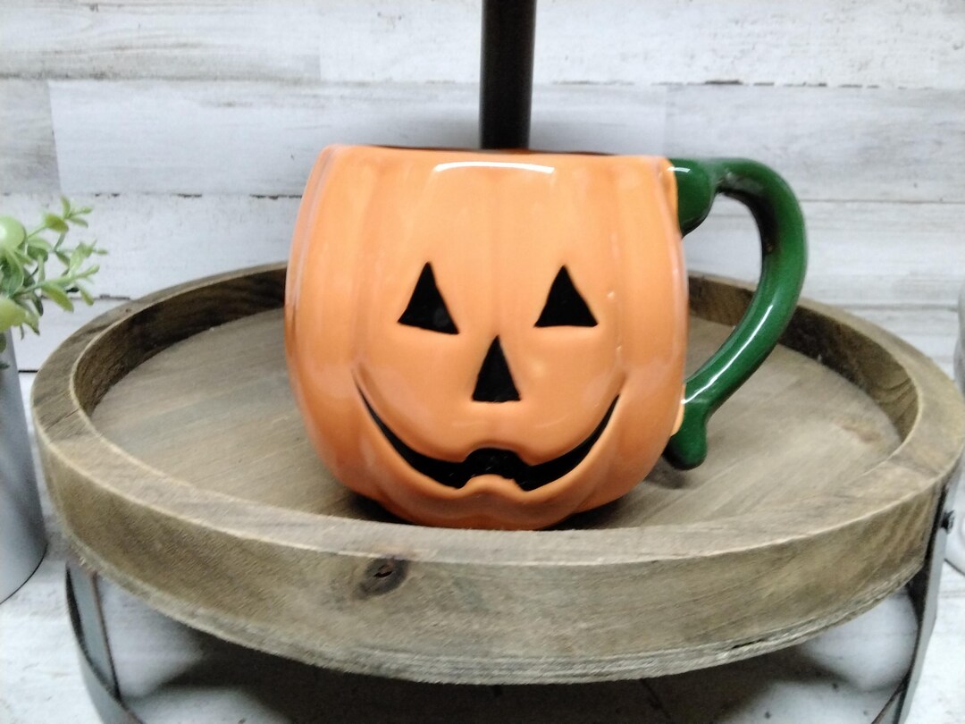 Vintage Halloween Ceramic Pumpkin Face Cup / Halloween Decor. / Tier ...