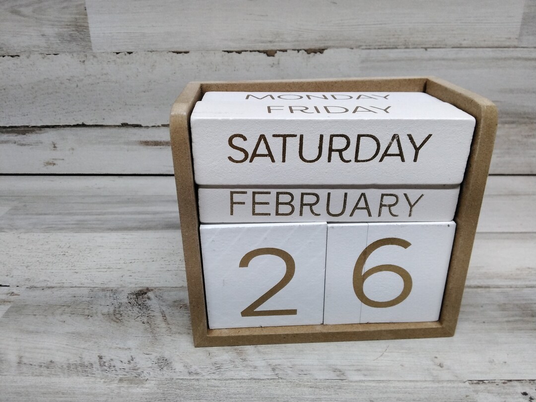 Wooden Block Perpetual Calendar Set / Desk Calendar Set / Tier Tray ...