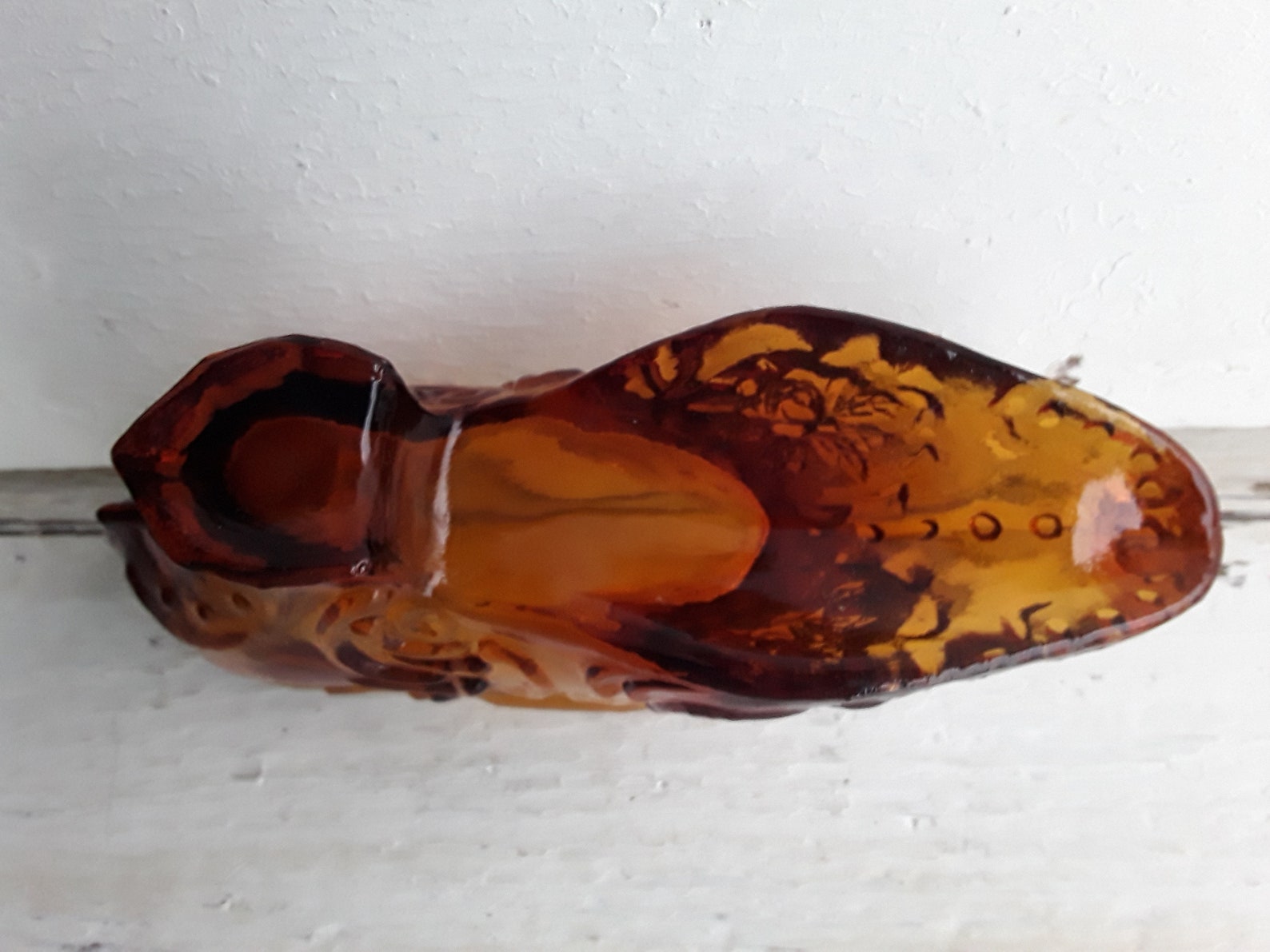 Victorian Rose Style Amber Glass Slipper Shoe Amber Glass Shoe - Etsy