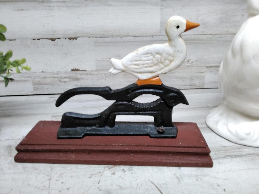 Vintage Cast Iron Duck Nutcracker With Wooden Base. / Vintage Duck ...
