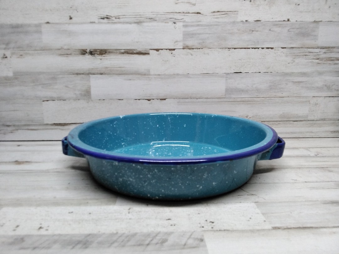 Vintage Large Enamel Dish Pan With Handles / Double Handle Pan ...