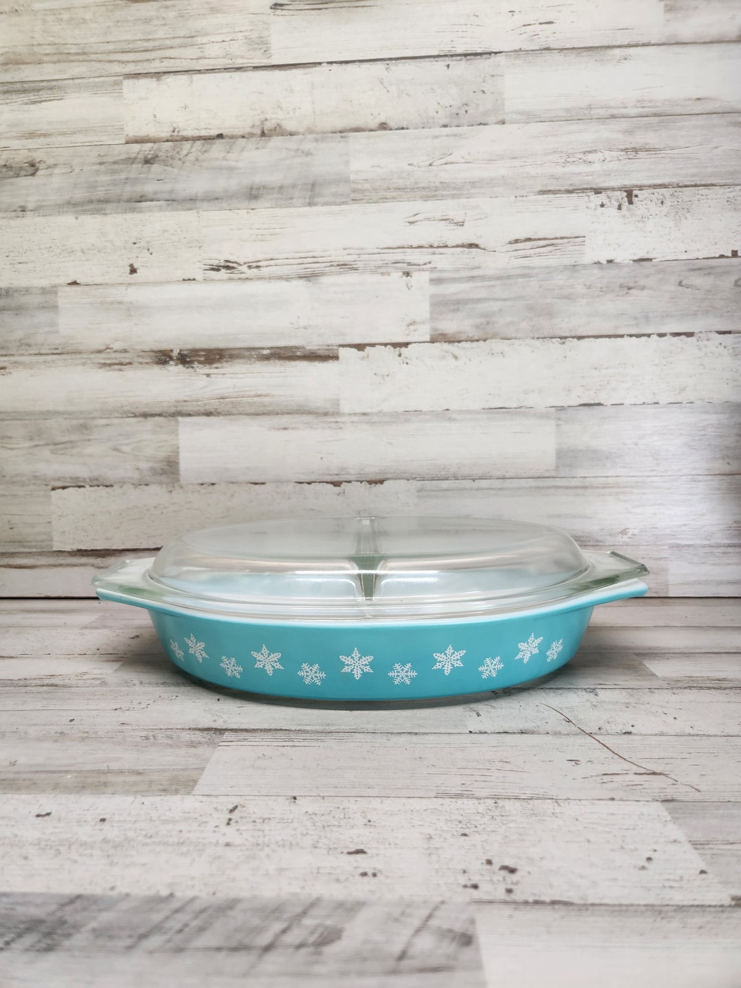 Vintage Pyrex Turquoise Snowflake Casserole Dish / Vintage Pyrex Dish ...