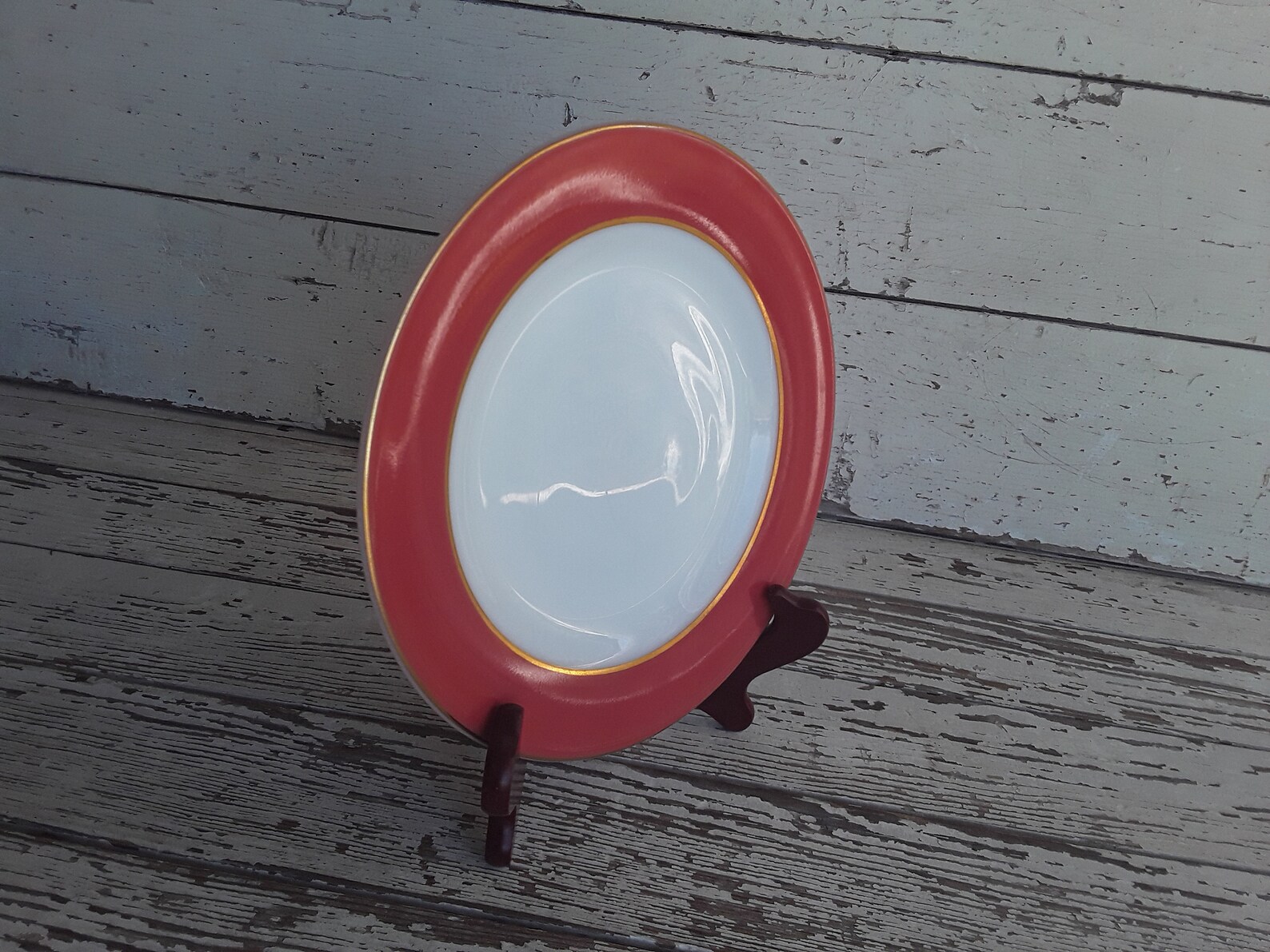 Vintage Pyrex Coral Band /gold Trim Plate Vintage PYREX - Etsy