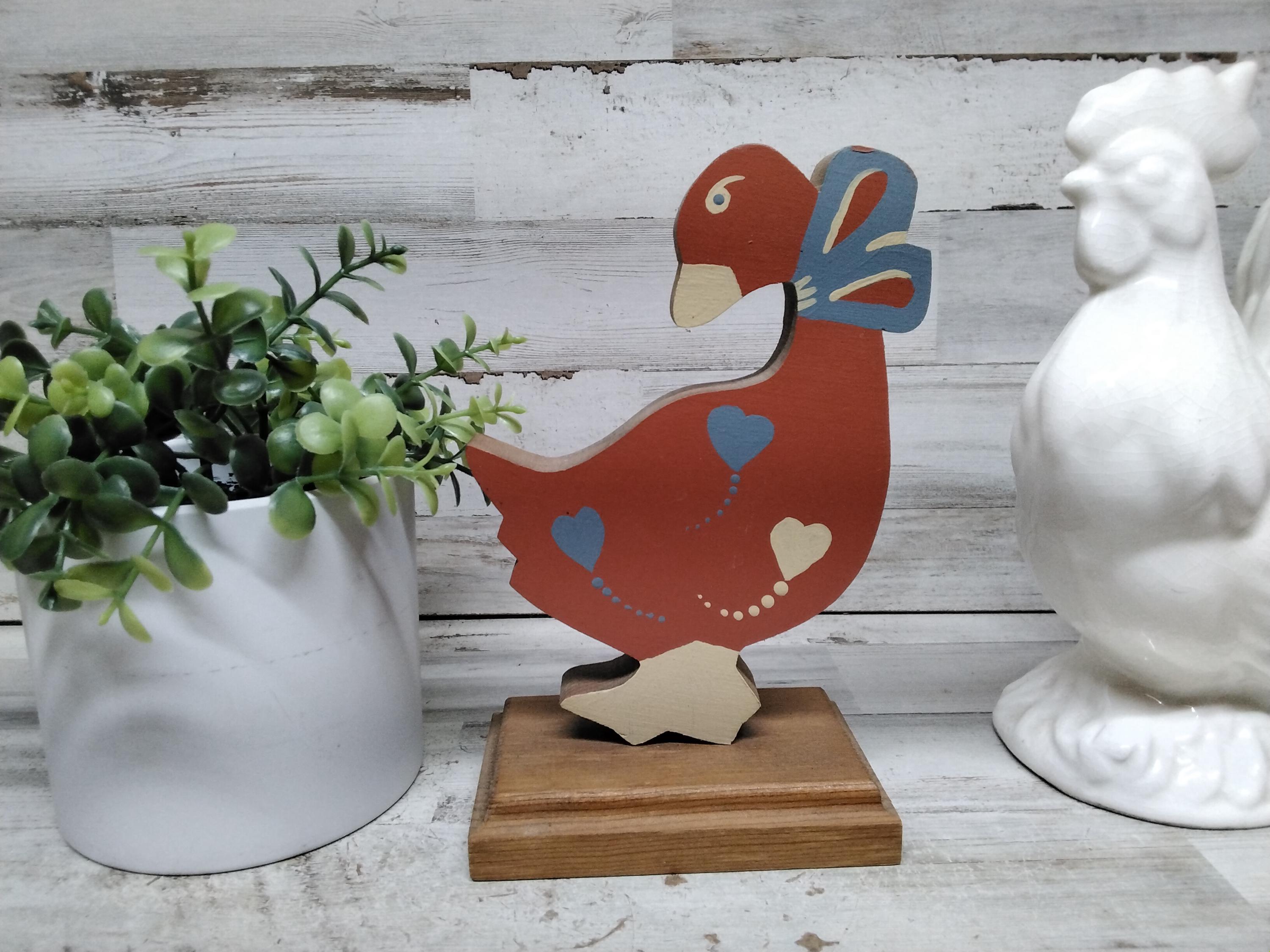 Vintage Wooden Duck Shelf Setter / Wood Duck Decor / Wooden Duck With ...