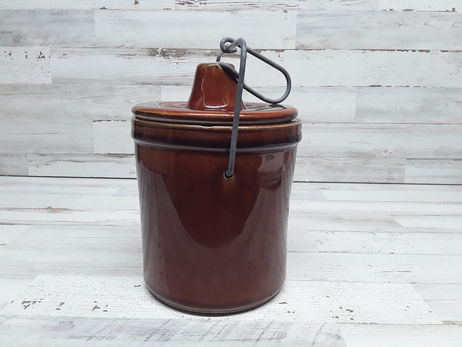 Ironstone Cheese Crock With Wire Clamp Lid / Ironstone Crock / - Etsy
