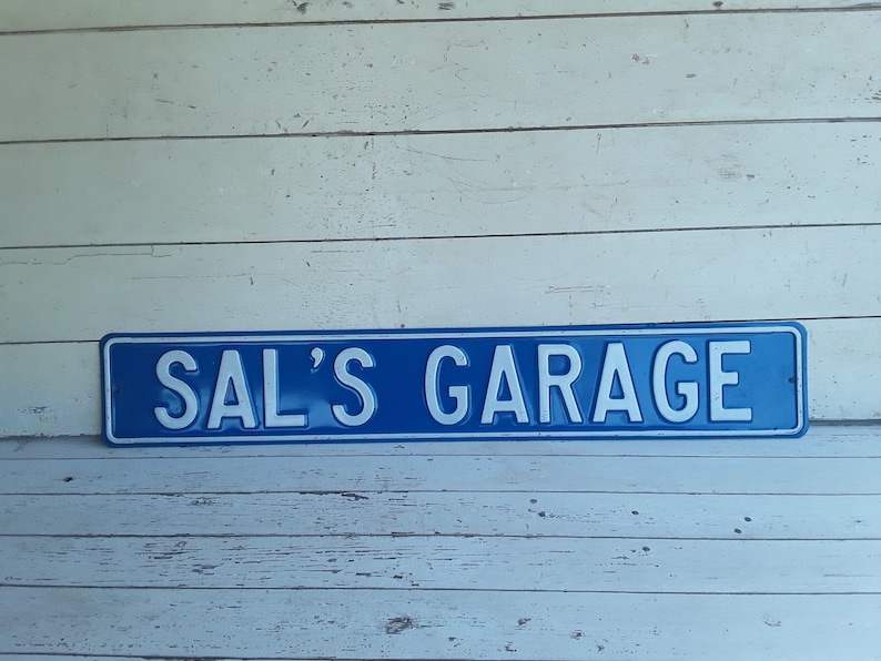 Embossed Sal's Garage Industrial Embossed Sign 36 - Etsy