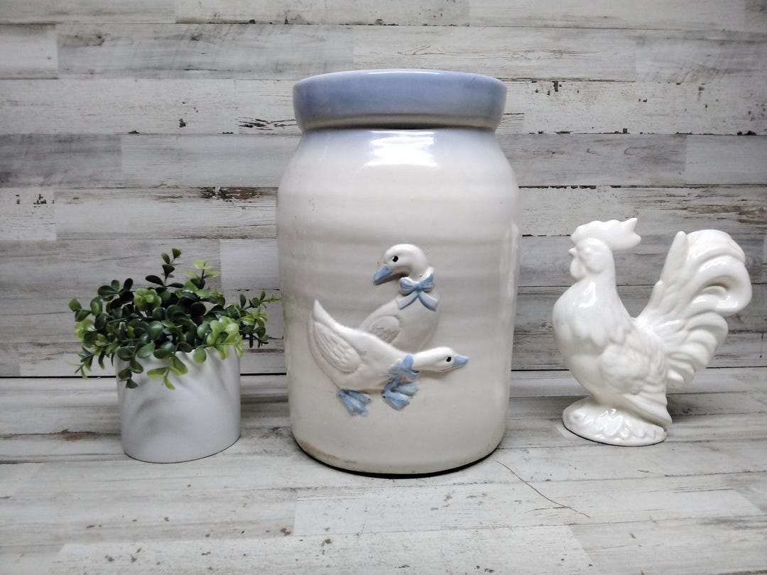 Vintage Crock Churn With Ducks / Goose / Vintage Churns / Farmhouse ...