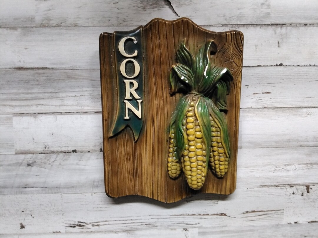Vintage Chalkware Corn Plaque / Corn Wall Hanging / Mid Century Modern ...