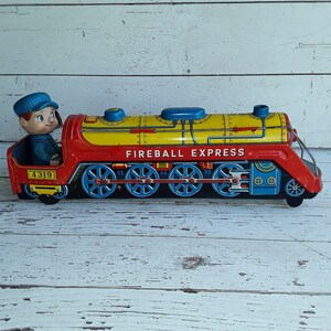 Modern Toys Vintage Fireball Express Tin Toy Train Steam Engine Battery ...