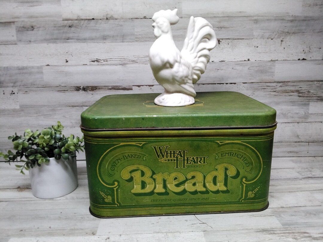 Vintage 1977 R & D Bread Box / Vintage Bread Boxes / Farmhouse Kitchen Decor / Green Canister ...