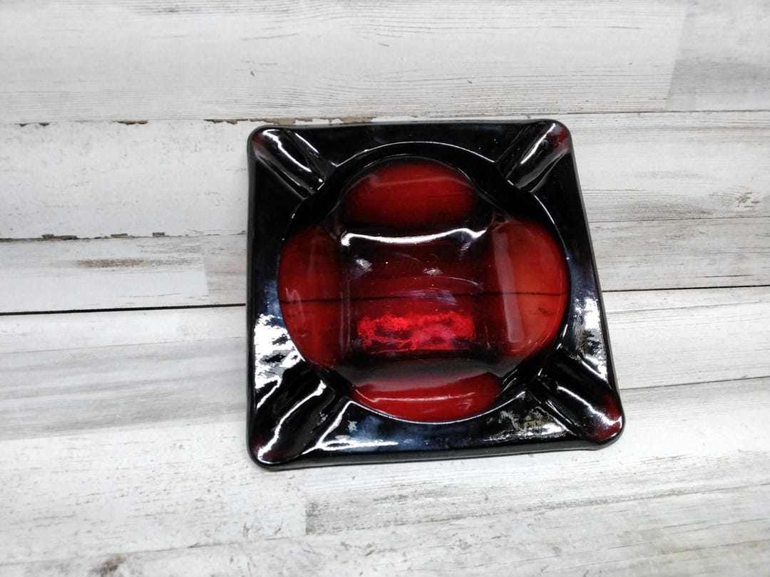 Anchor Hocking Ruby Red Ashtray / 4 Slot Red Ashtray / Red Ashtray ...