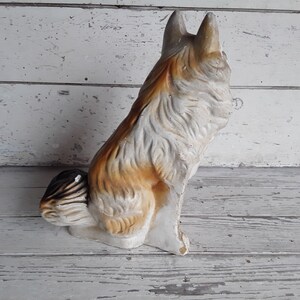 Vintage 1940s Large Chalkware Hand Painted Collie Lazie Dog Figure - Etsy