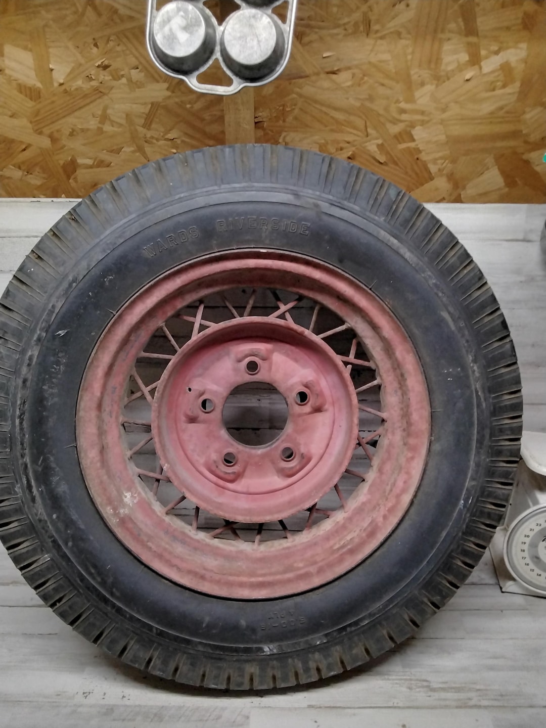 Antique Wards Riverside Wheel With Tire / 5 Bolt Pattern 6.00-16 4 Ply ...