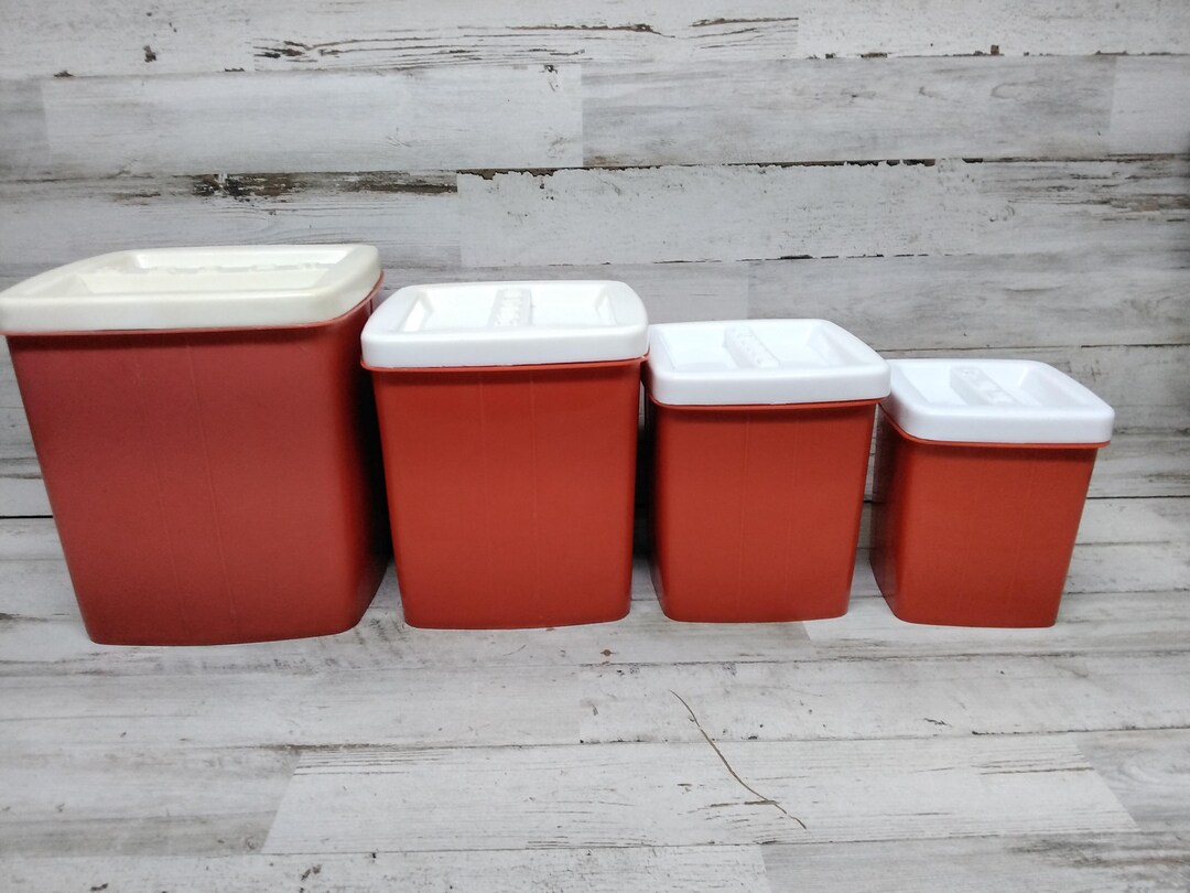 Vintage Canister Set / Red Plastic Canisters / Vintage 1950's / Mid ...