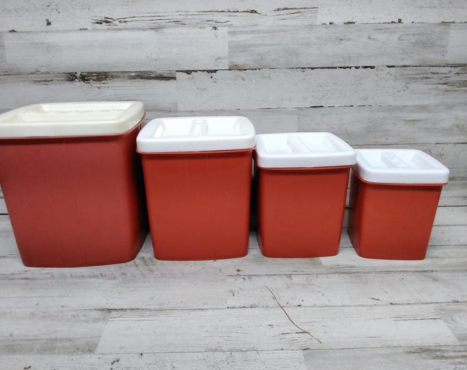 Vintage Canister Set / Red Plastic Canisters / Vintage 1950's / Mid ...
