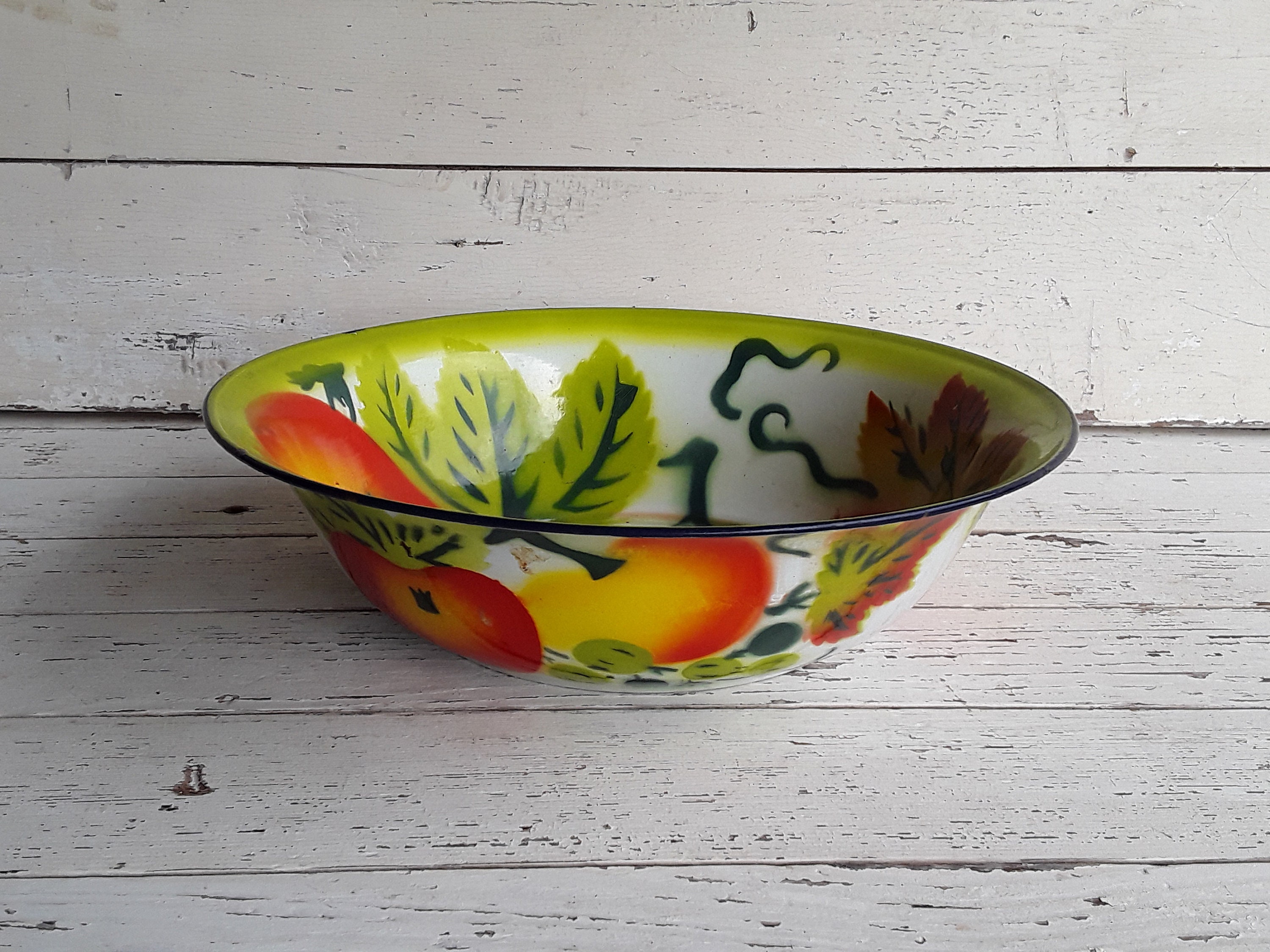 Vintage Enamelware Dish Pan/ Gathering Bowl/harvesting Bowl/ - Etsy