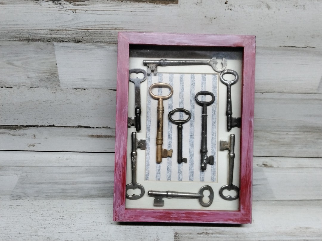 Shadow Box With Skelton Keys / Antique Skelton Keys / Set of 6 Skelton ...