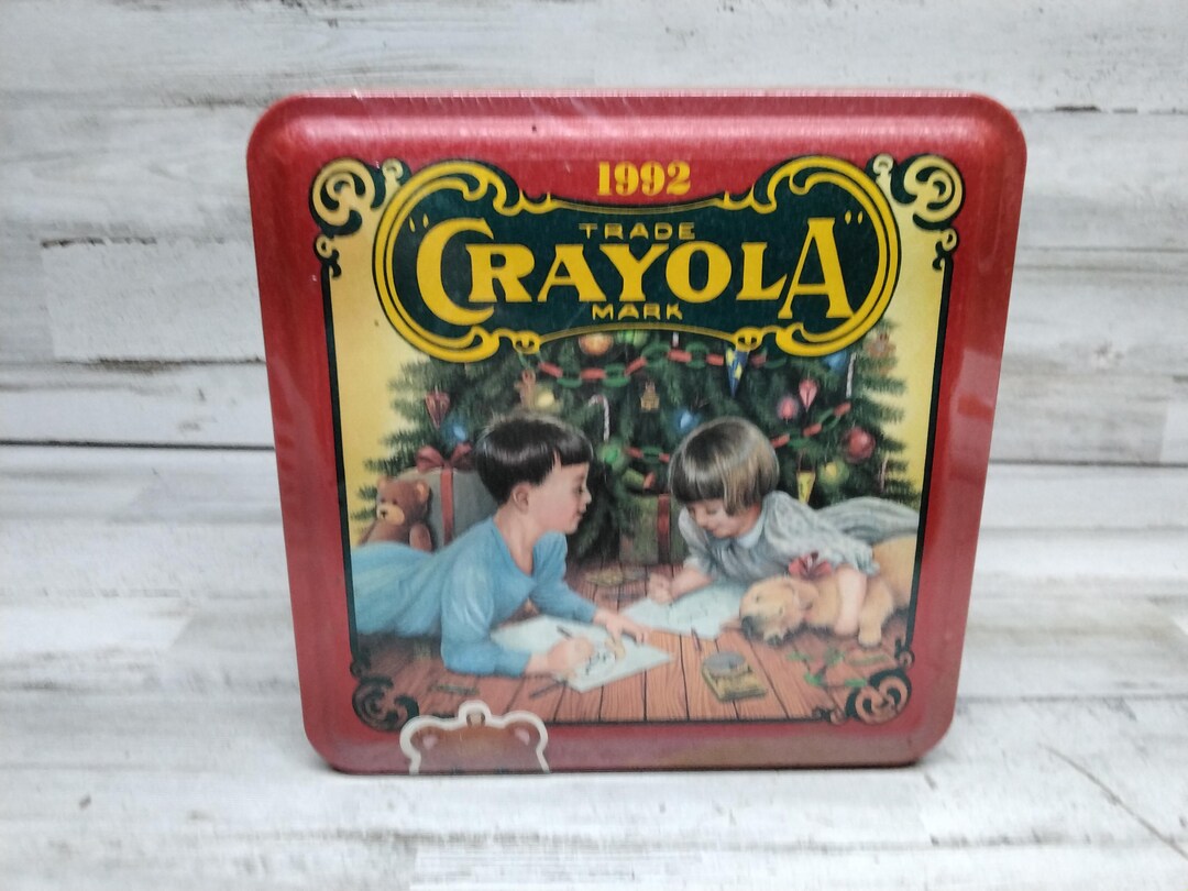 Vintage 1992 NOS Crayola Collectable Hoilday Tin With 64 Crayons ...