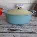 Prizer Ware County Blue With Pale Yellow Lid Enameled Cast Iron Covered ...