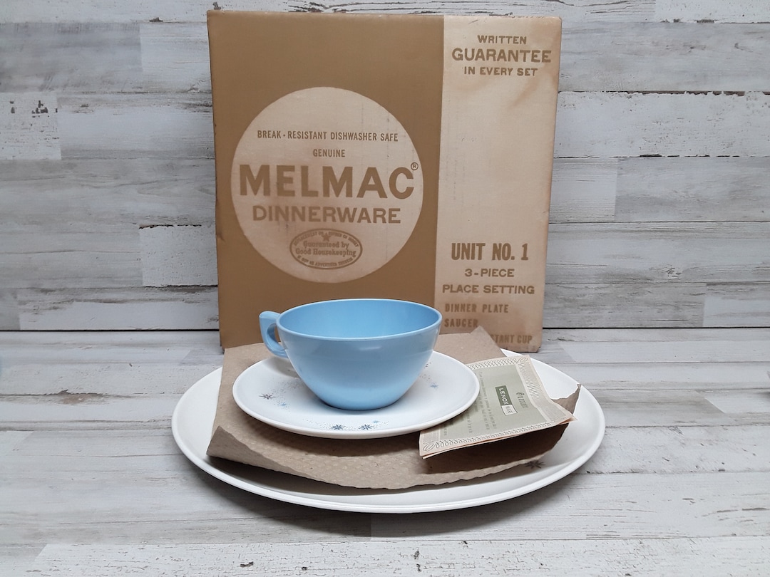 Vintage Melmac Dinnerware / NOS 3 Piece Setting / Melmac Plate, Saucers ...