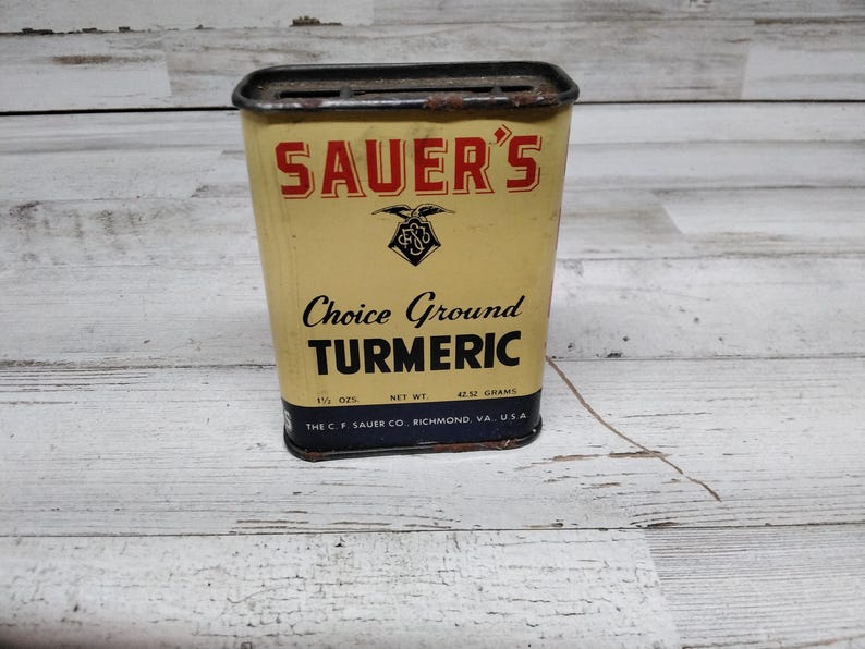 Vintage Sauer's Spice Tin / Turmeric Tin / Vintage Spice Tins / Vintage ...