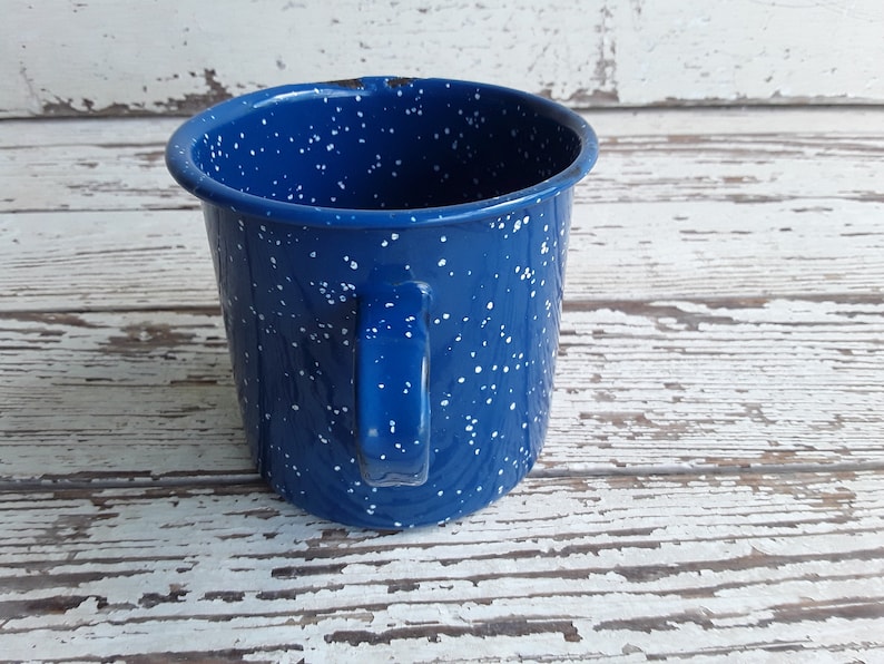 Vintage Blue With White Specked Enamelware Coffee Cup Camping | Etsy