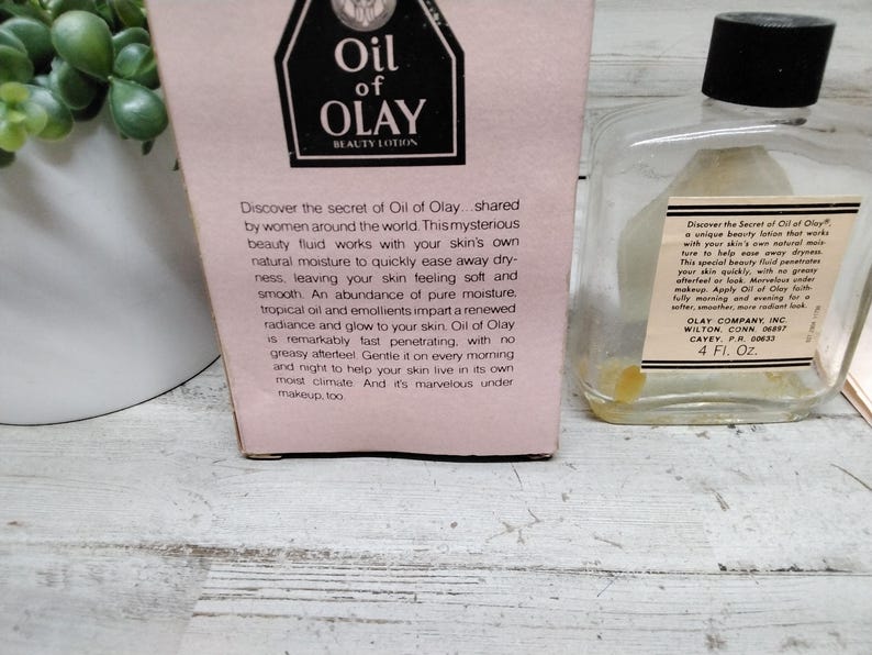 Vintage 1960s Oil of Olay Glass Bottle With Box / Vintage Advertising ...