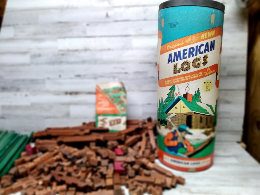 Vintage Original Halsan USA Hewn American Logs / Senior 3/4" Logs / Set ...