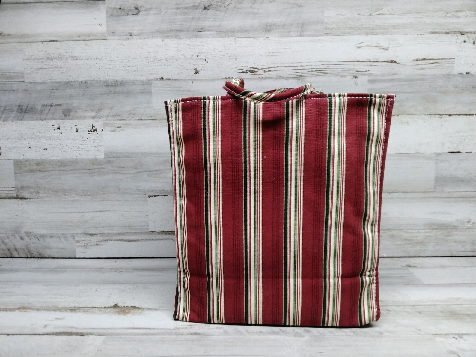 Longaberger Tote Bag Holiday Stripe Muslin Tote or Lunch Bag With ...