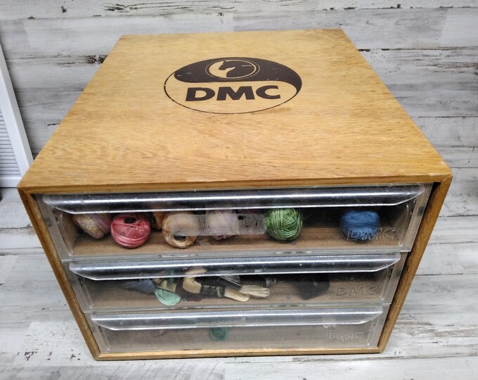DCM Wooden Vintage Embroidery Thread Cabinet Made in France 3540U With ...