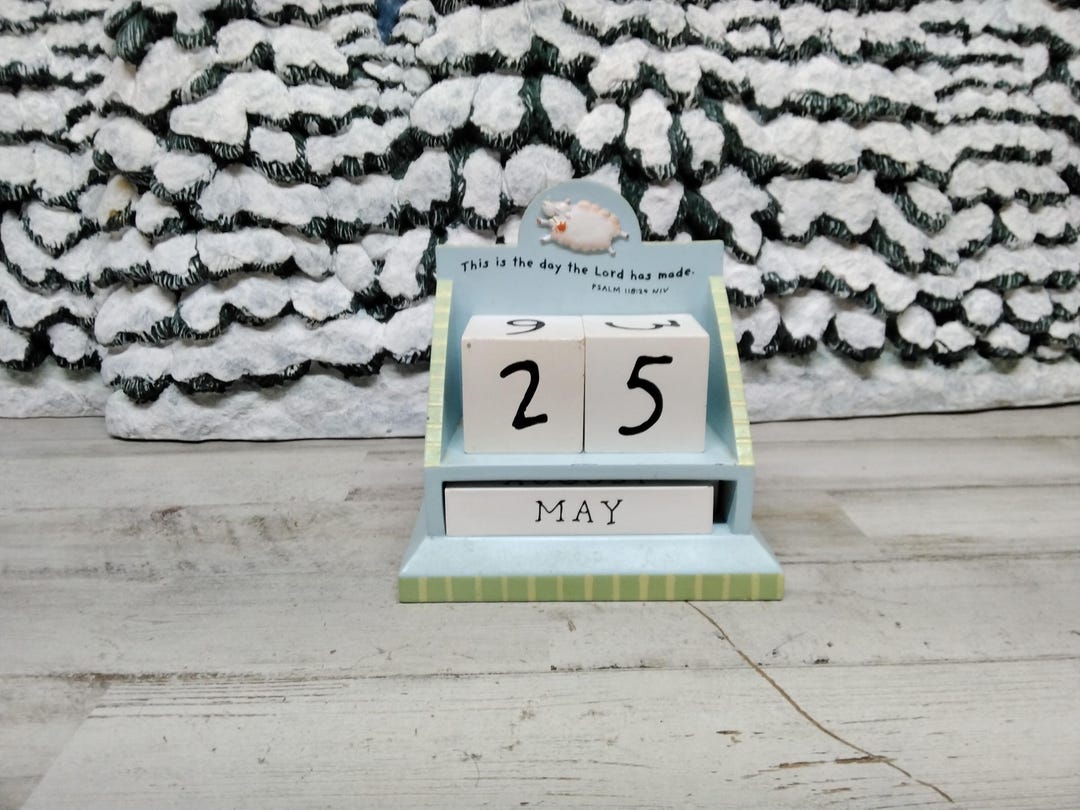 Wooden Block Perpetual Calendar Set / Religious Desk Calendar Set ...