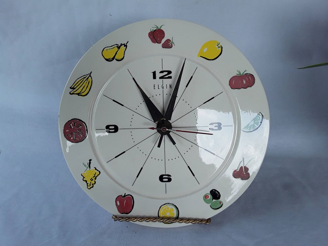 Elgin Kitchen Clock, Vintage Ceramic Wall Clock, West German Wall Clock ...